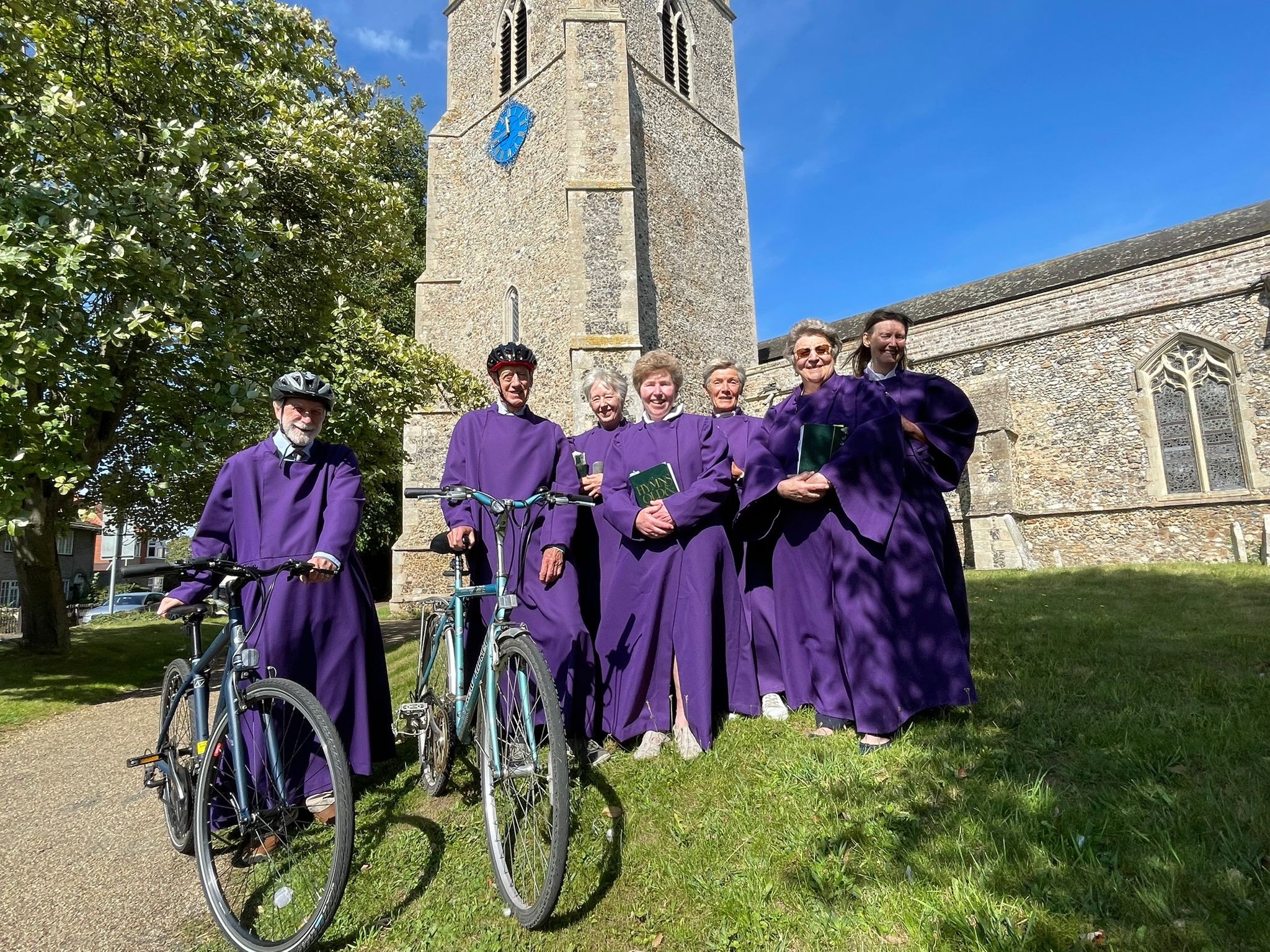 The choir taking part in Ride and Stride – Suffolk Historic Churches Trust